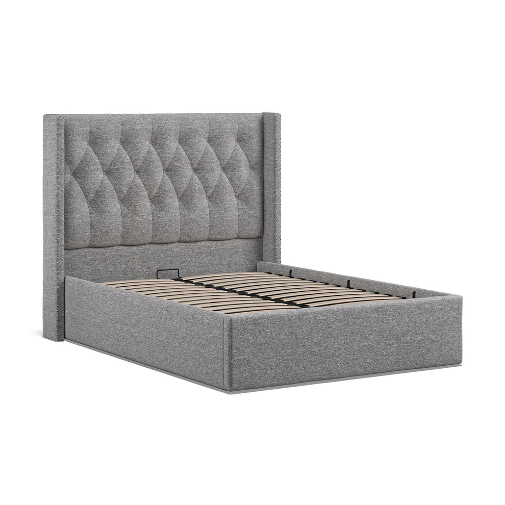 The Bed Collection Sleigh Dark Grey Linen Ottoman Bed Frame – Essex ...